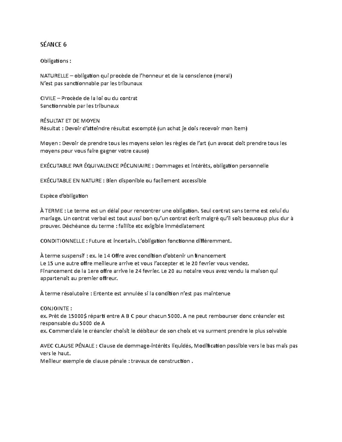 Séance 6 - Notes de cours sur la seance 6 qui explique et fait ...