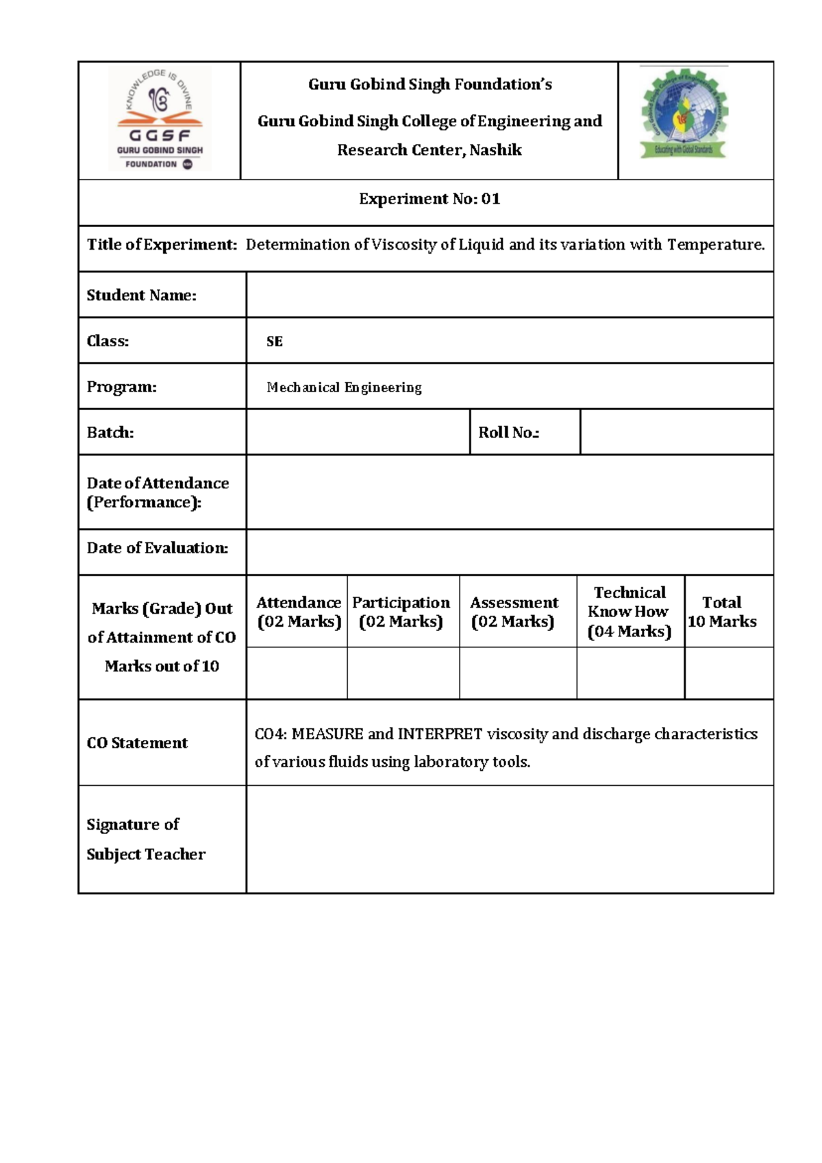 Experiment 01: Viscosity Determination Using Redwood Viscometer - ME ...