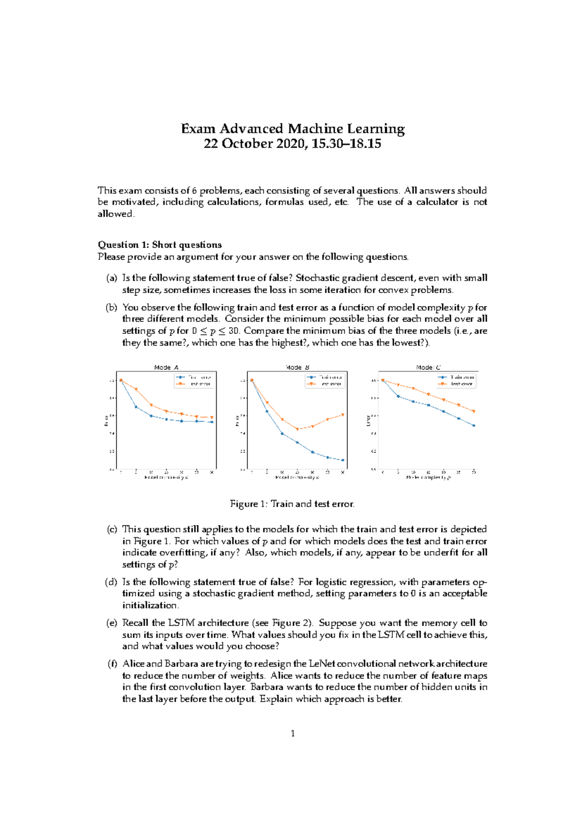 Advanced Machine Learning Exam - AML 2020, Oct 22, Comprehensive Guide - Studeersnel
