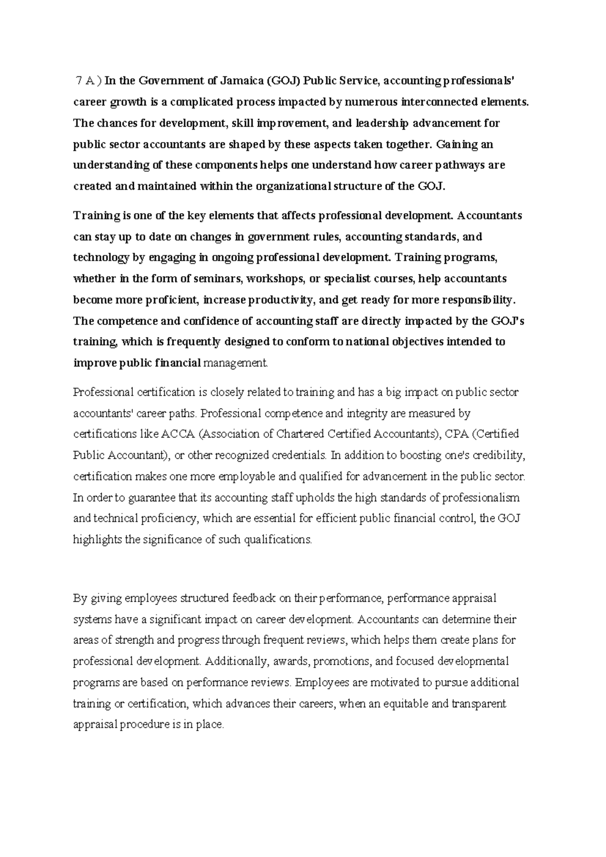 7 A - Career Growth in GOJ Public Service Accounting - Studocu