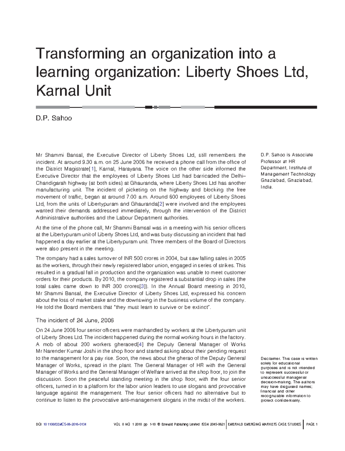 Liberty shoes - case study - Transforming an organization into a ...