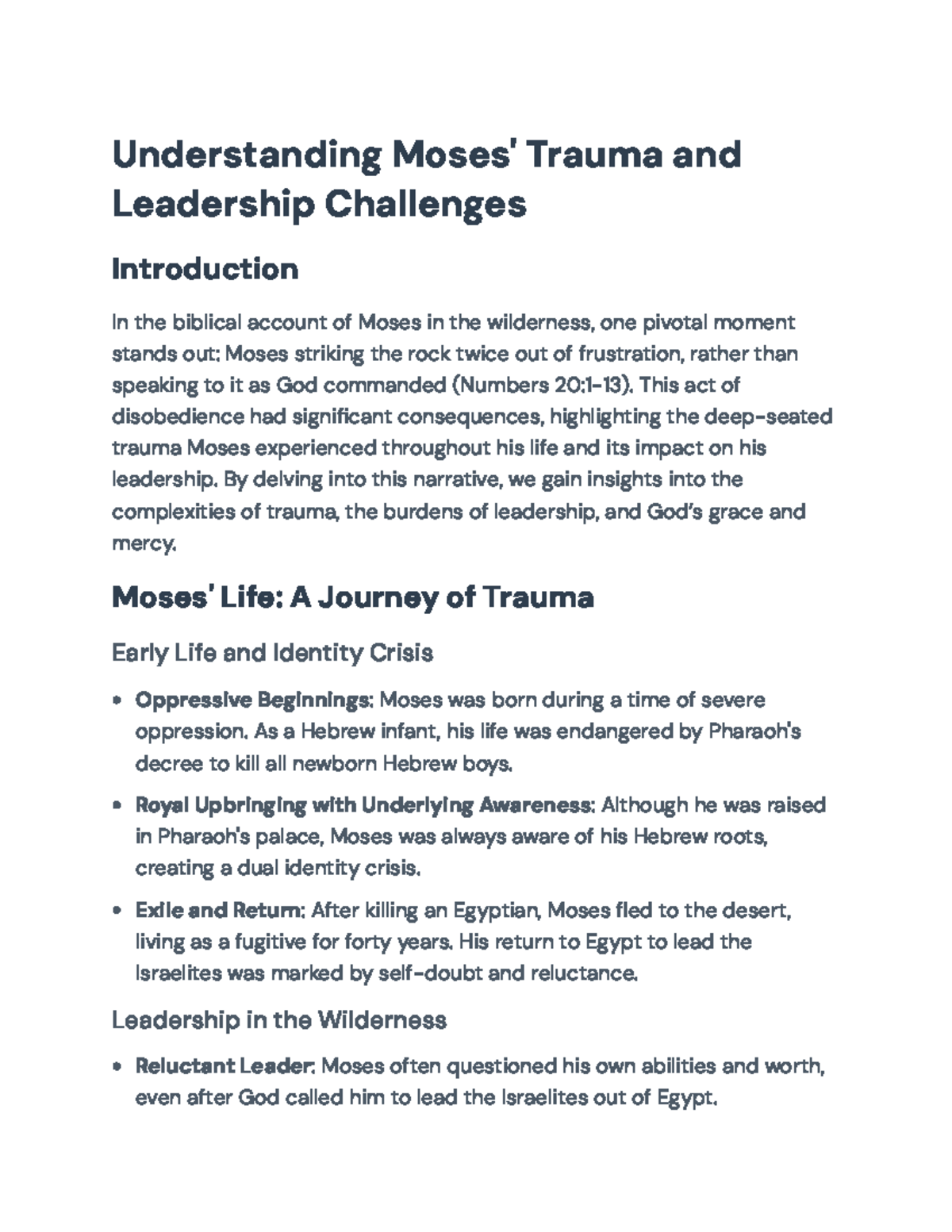 Understanding Moses' Trauma: Leadership & Healing Lessons (BIBL 101 ...