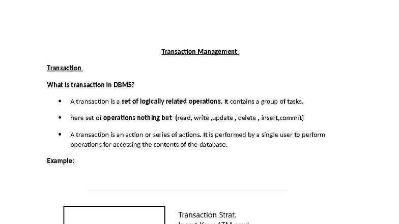 U4T1 Transaction Management Concepts in DBMS - Studocu