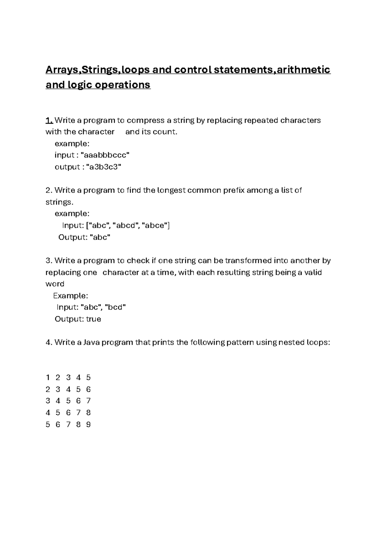 COMP102 EX - Practice Questions on Arrays and Strings - Studocu