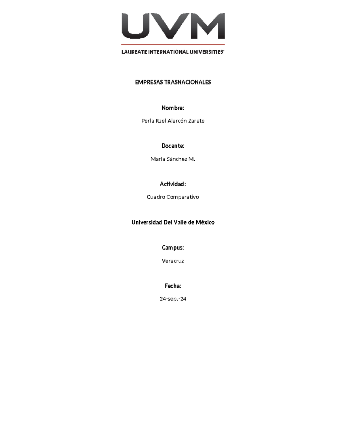 Cuadro Comparativo: Empresas Transnacionales - Tarea UVM - Studocu