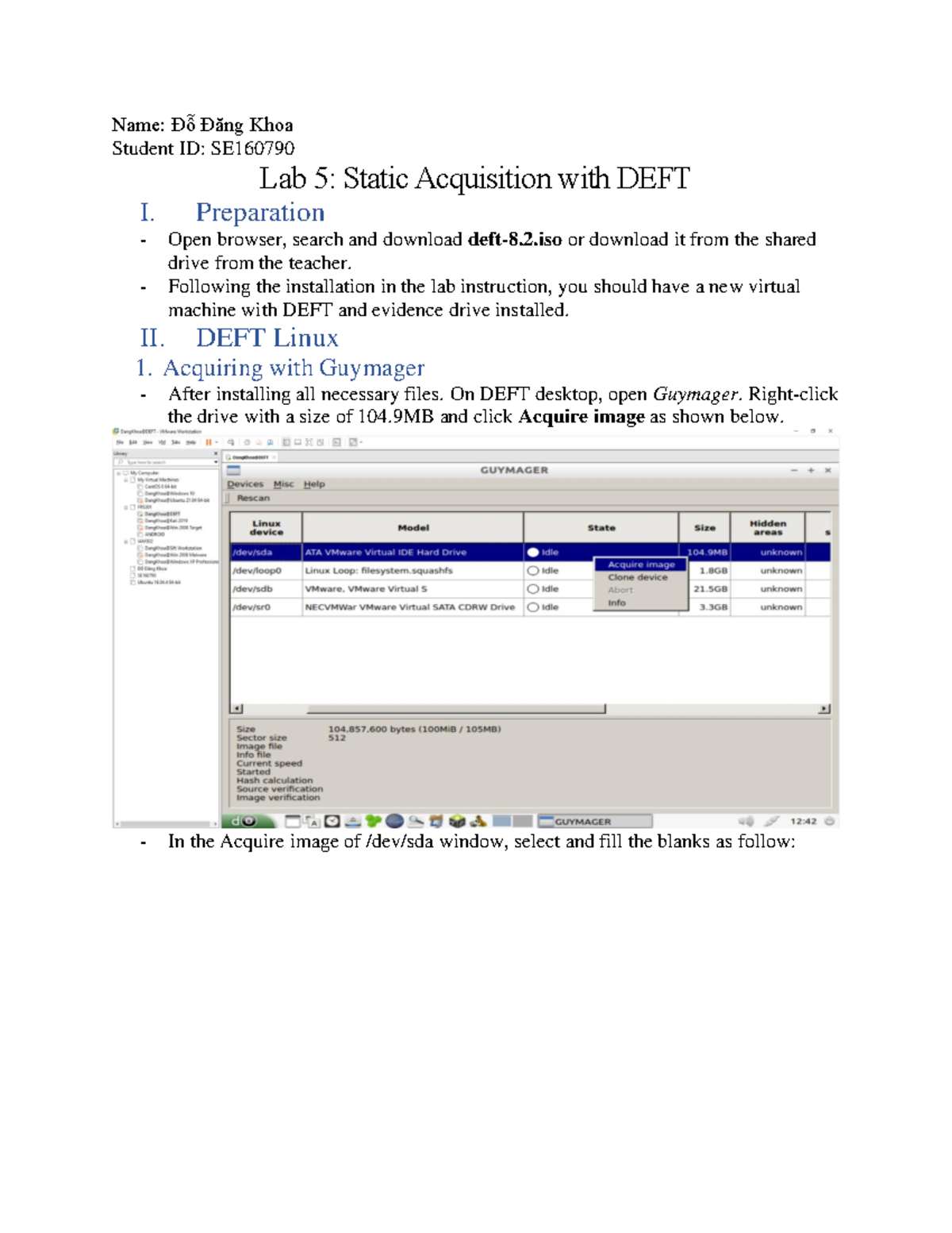 FRS301 Lab 5: DEFT Static Acquisition and Image Analysis Guide - Studocu