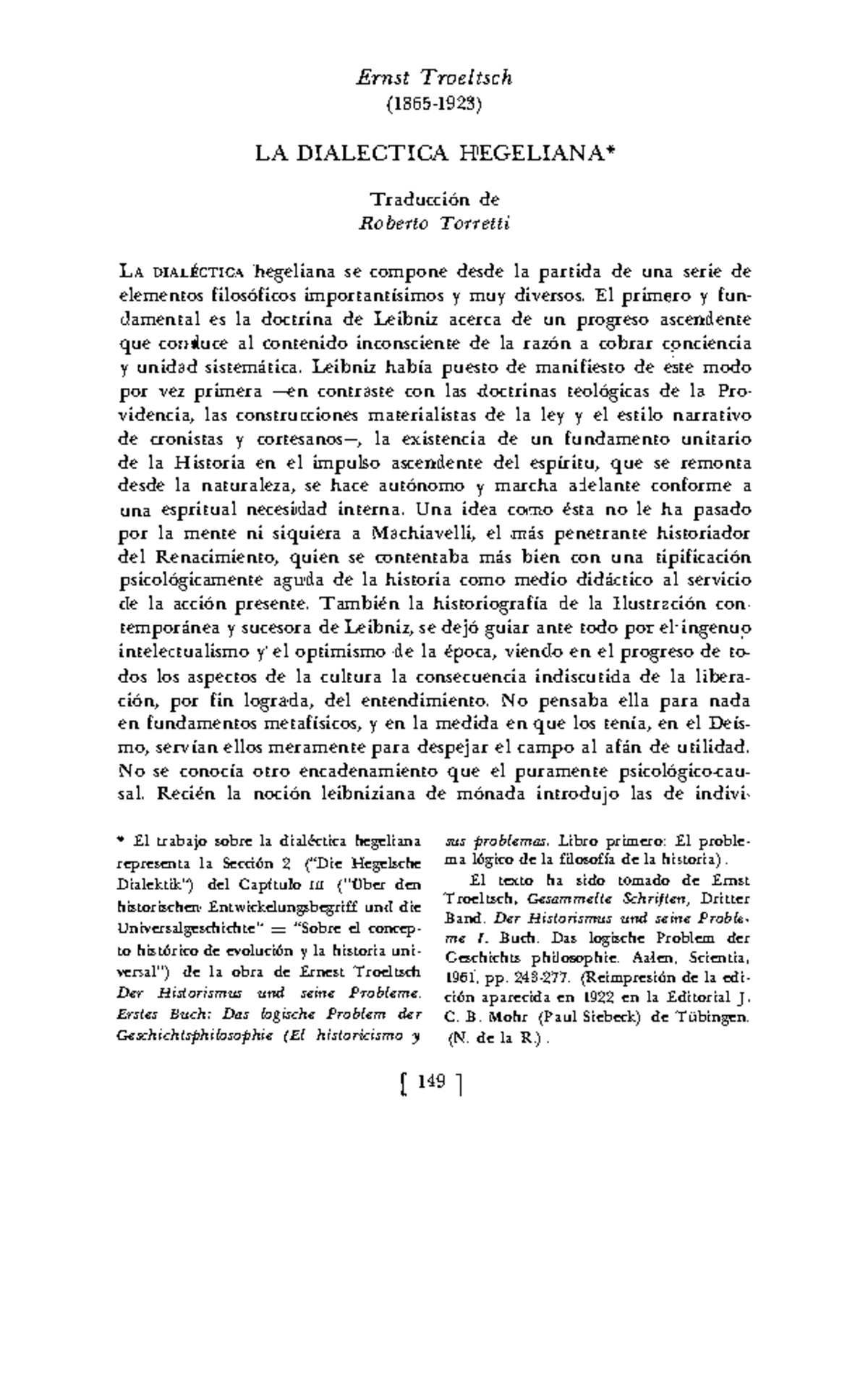 Dialecta Hegeliana - Ernst Troeltsch (1865-19'23) LA DIALECTICA ...