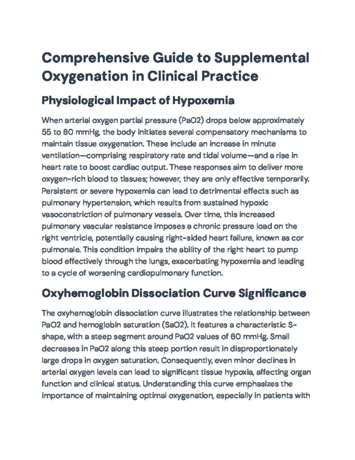 Comprehensive Guide to Supplemental Oxygenation in Clinical Practice ...