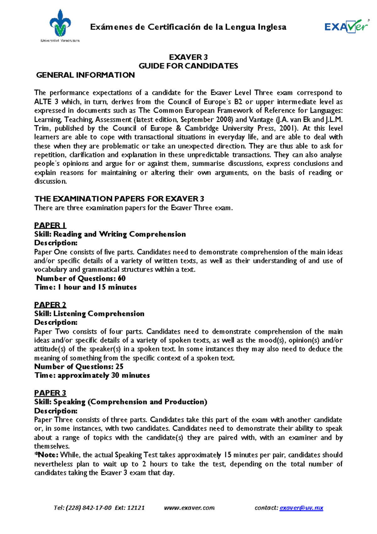 Exaver 3 Exam Prep Guide for Candidates: Key Skills & Structures - Studocu