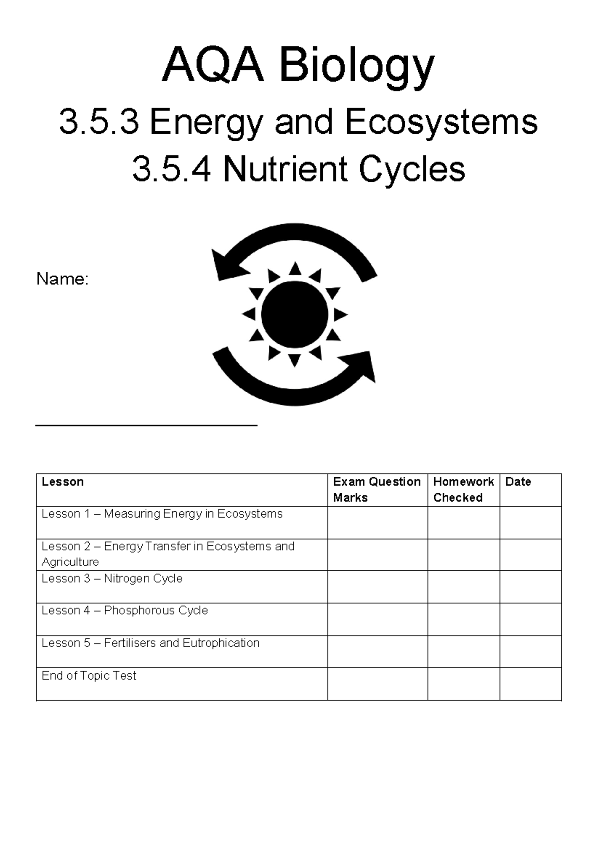 AQA Biology: Energy Transfer in Ecosystems - Lesson Overview - Studocu
