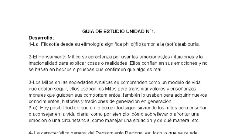 Unidad 1: Guía de Estudio sobre Filosofía y Pensamiento Racional - Studocu