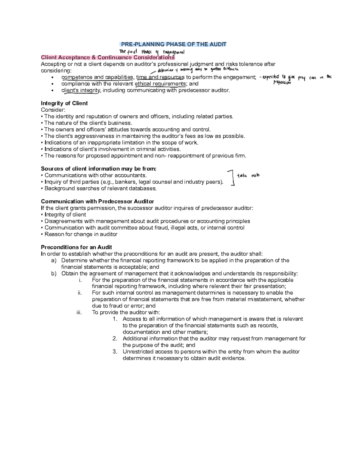 PRE- Planning Phase OF THE Audit - PRE-PLANNING PHASE OF THE AUDIT ...