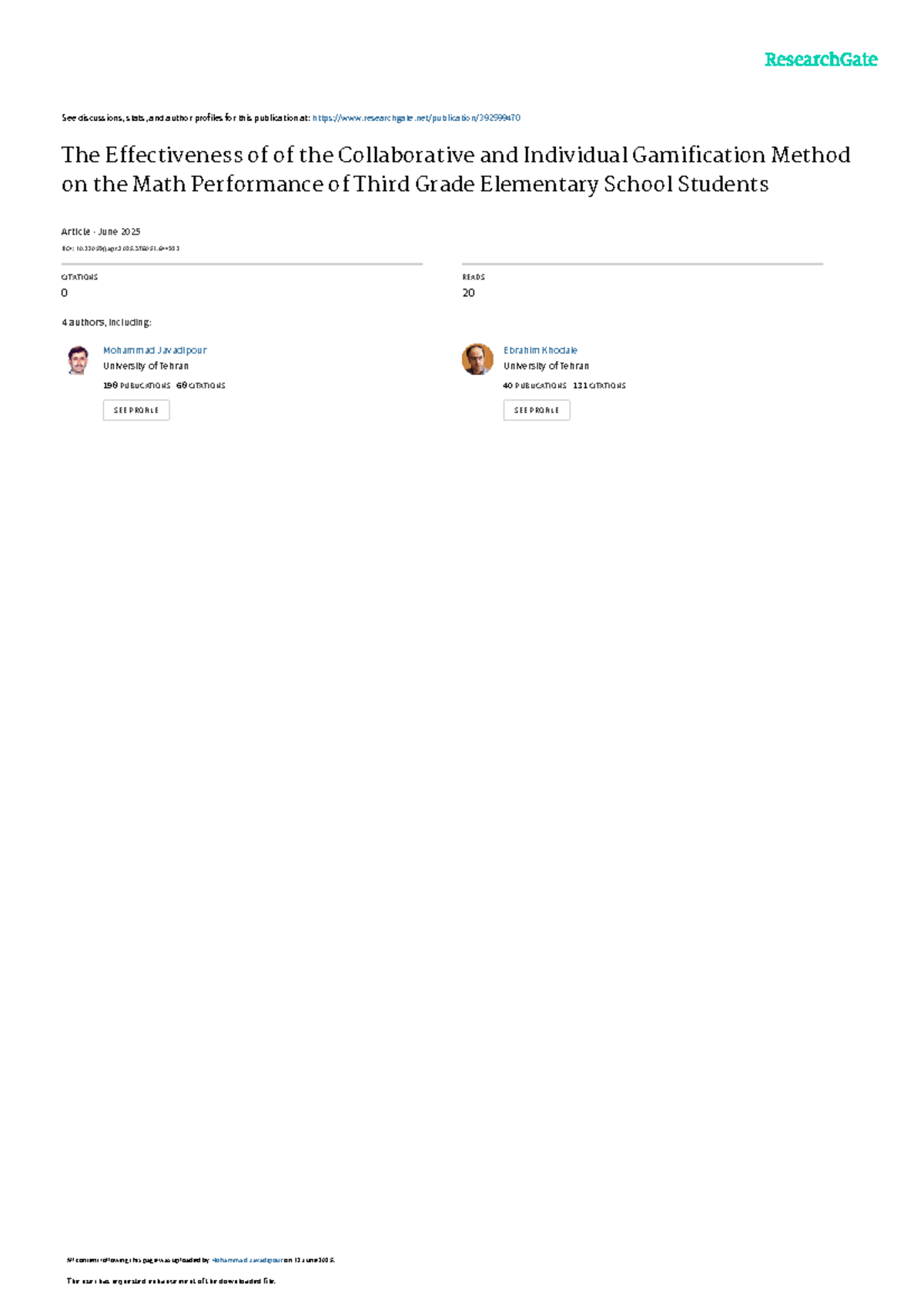 The Effectiveness of Gamification on Math Performance in 3rd Grade (EDU ...