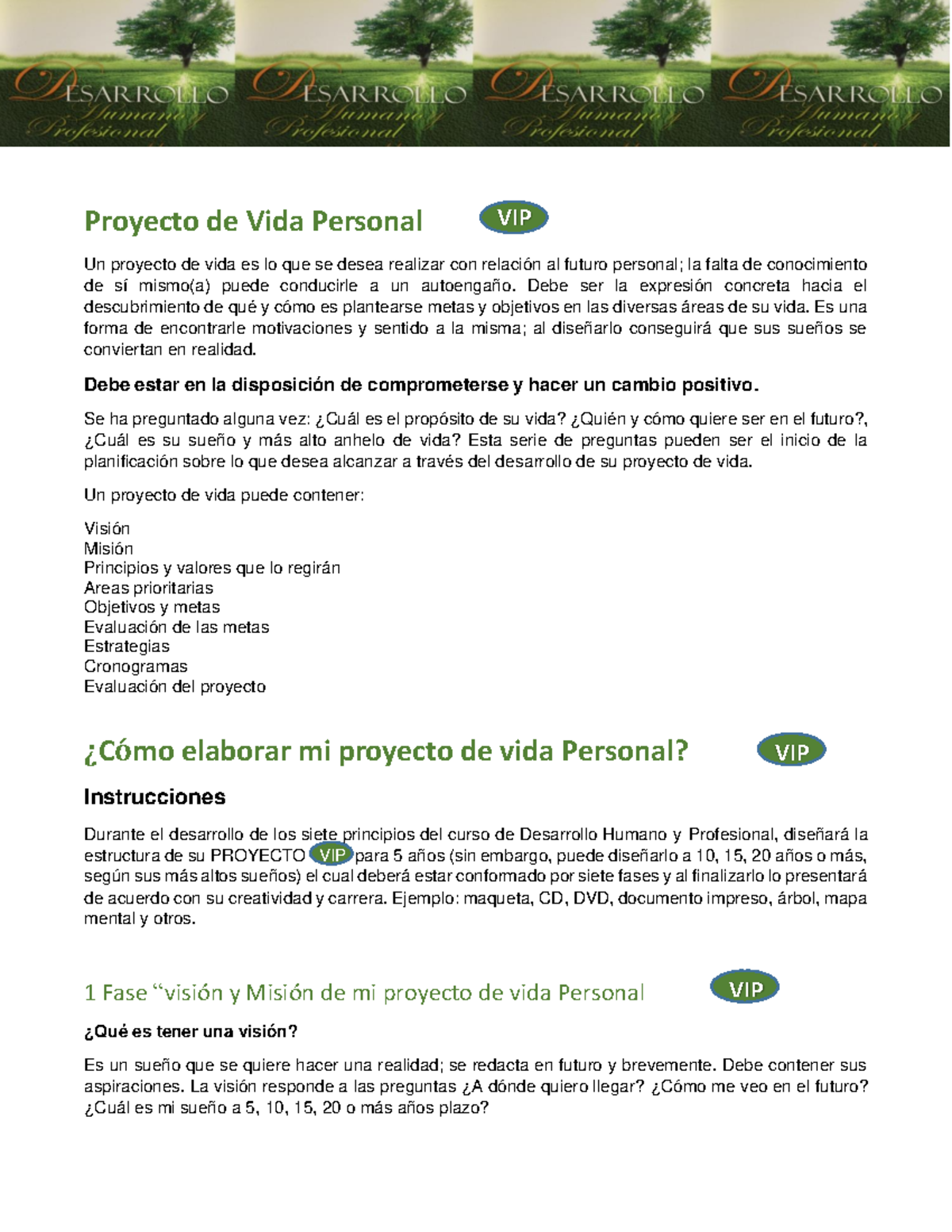 001 Fase I Proyecto de Vida Personal - Proyecto de Vida Personal Un ...