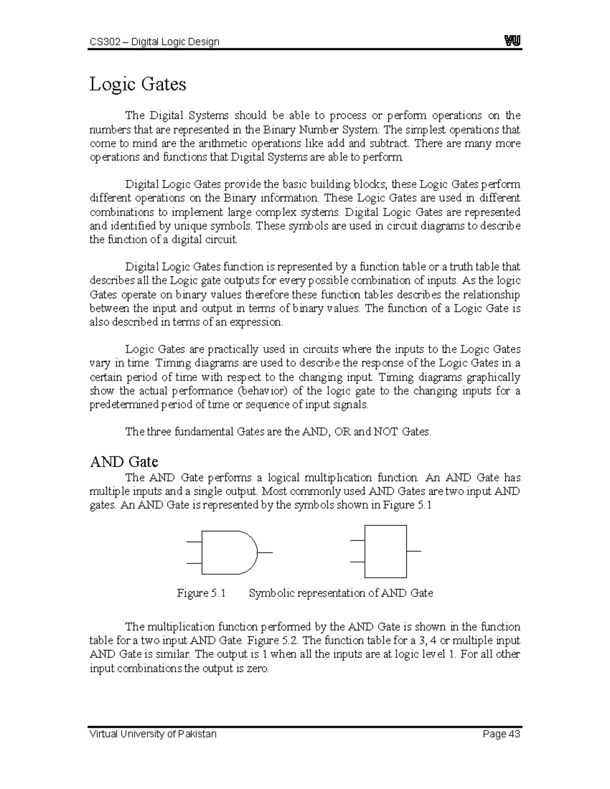 CS302 Digital Logic Design: Understanding Logic Gates and Their ...