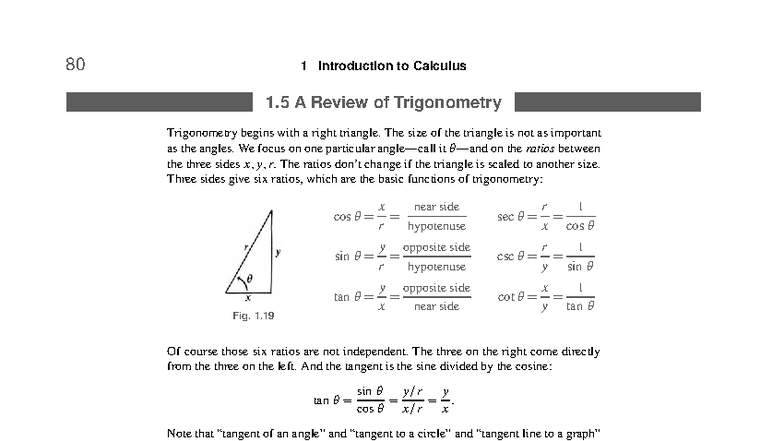 Calculus 1.5: Trigonometry Review and Key Identities Summary - Studocu
