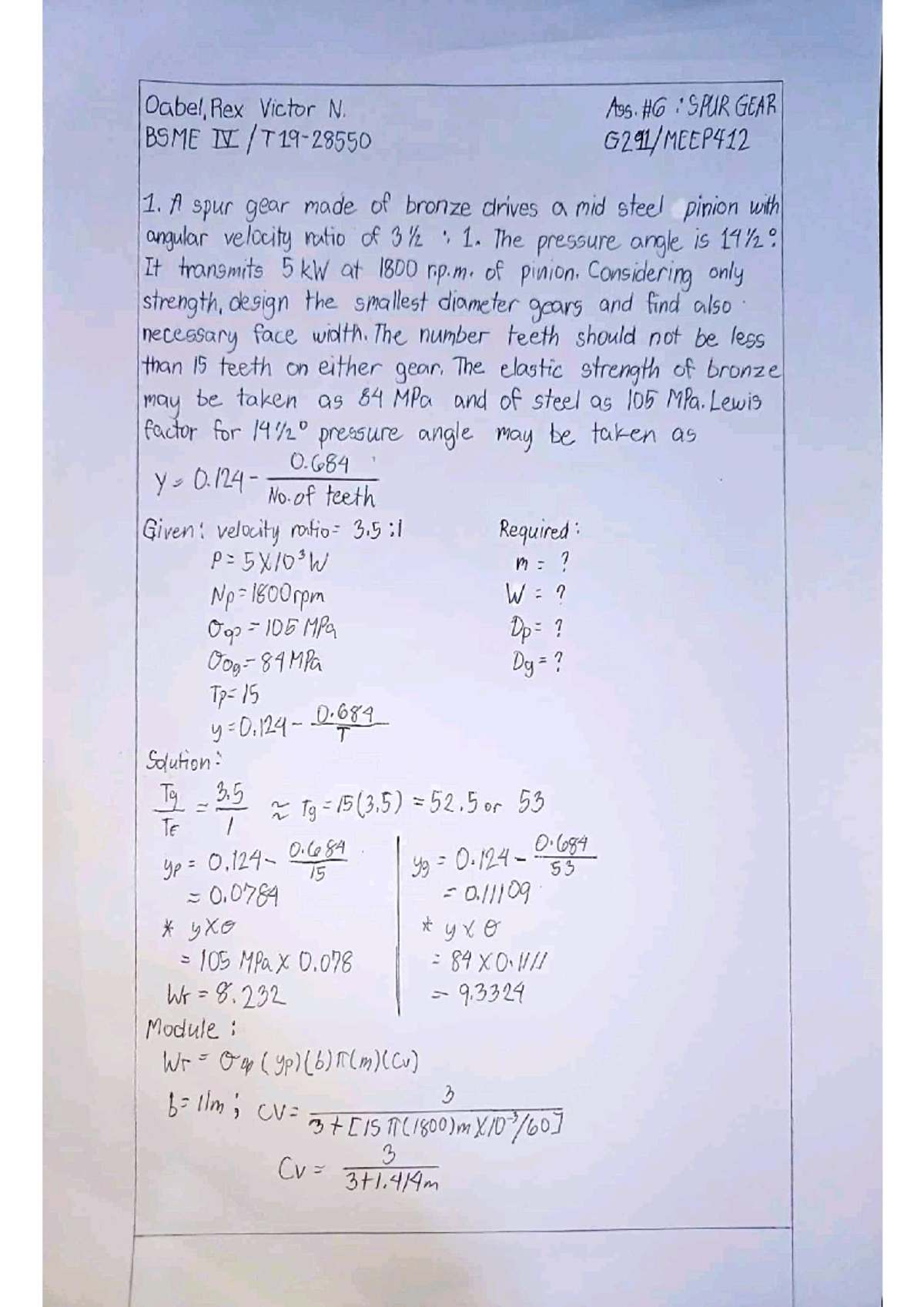Ass - Spur Gear - Mechanical Engineering - Studocu
