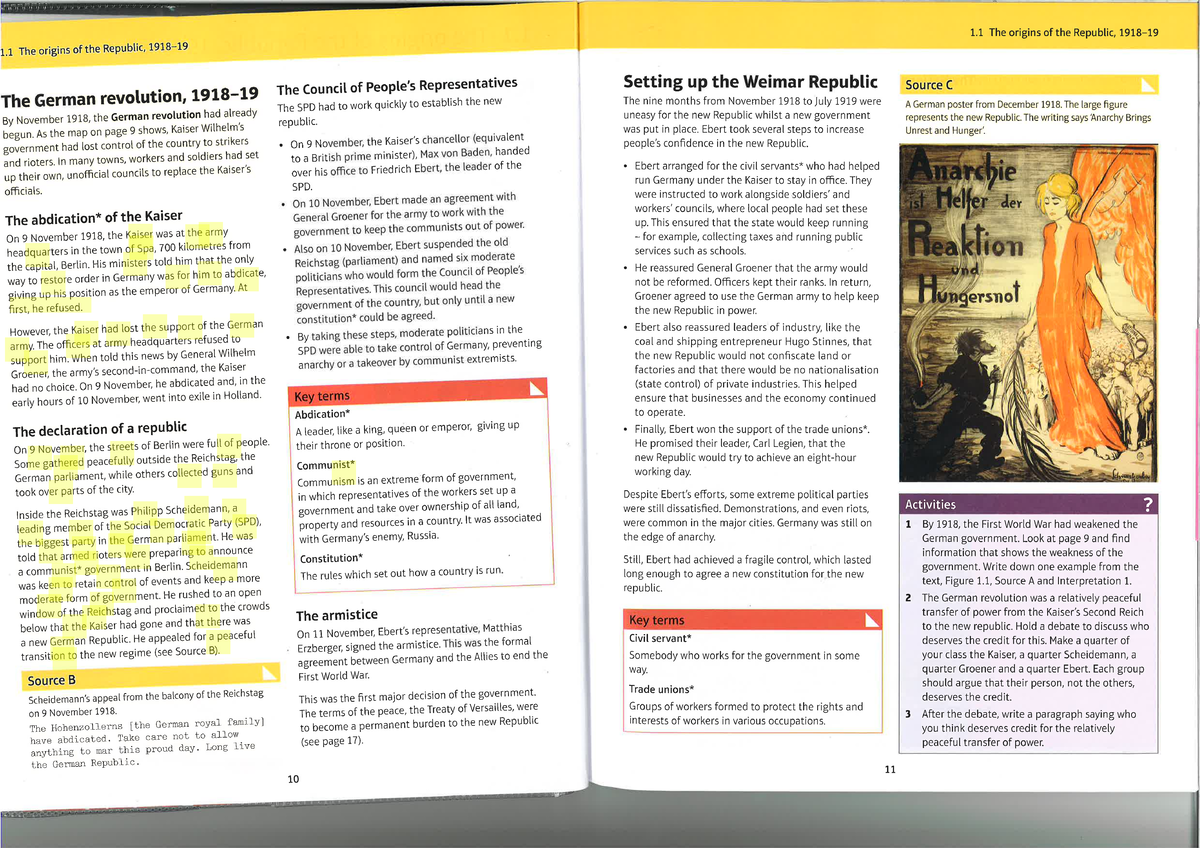 1.1 The Origins of the Weimar Republic: Key Events and Figures - Studocu