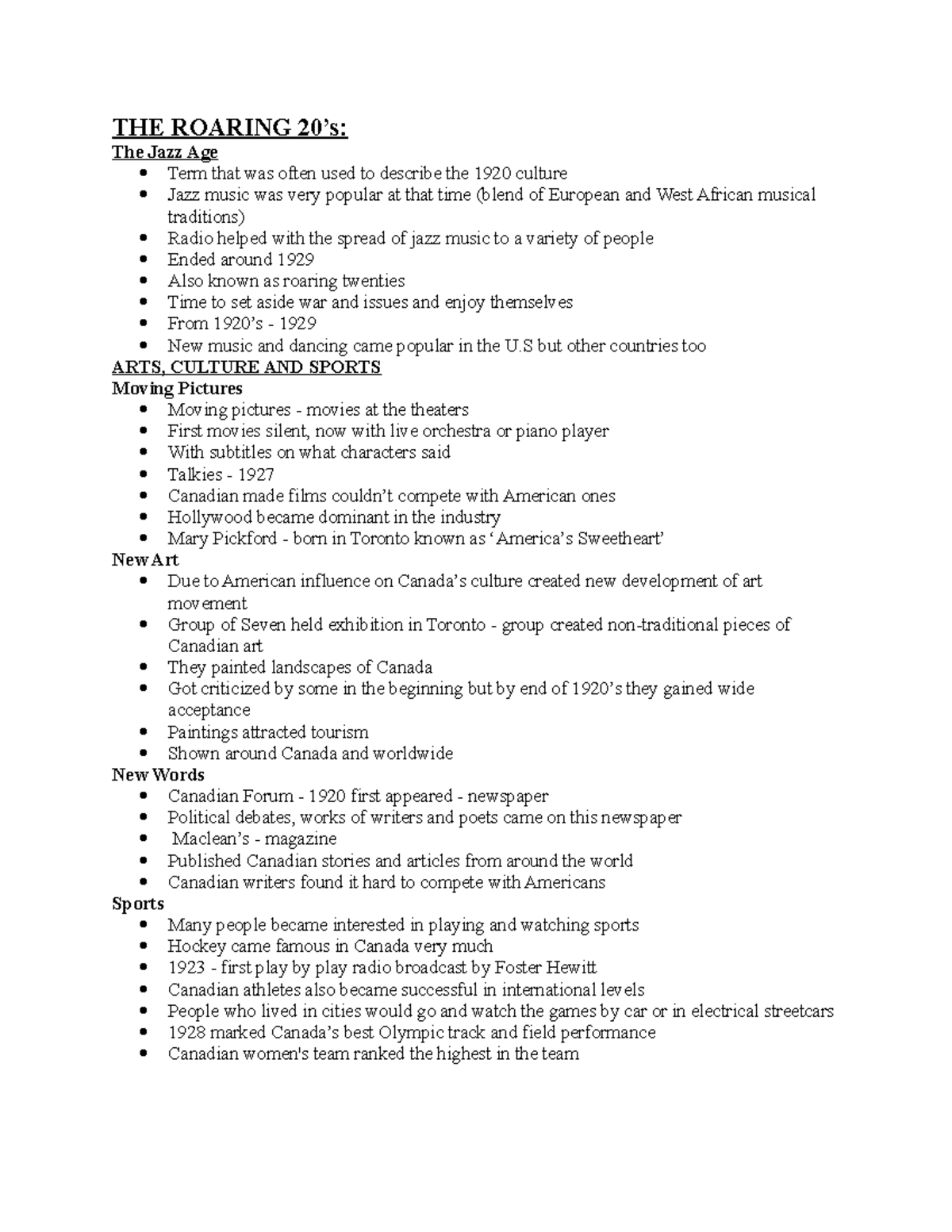 1920s-1930s Canada: Exam Notes on The Great Depression & Roaring 20s ...
