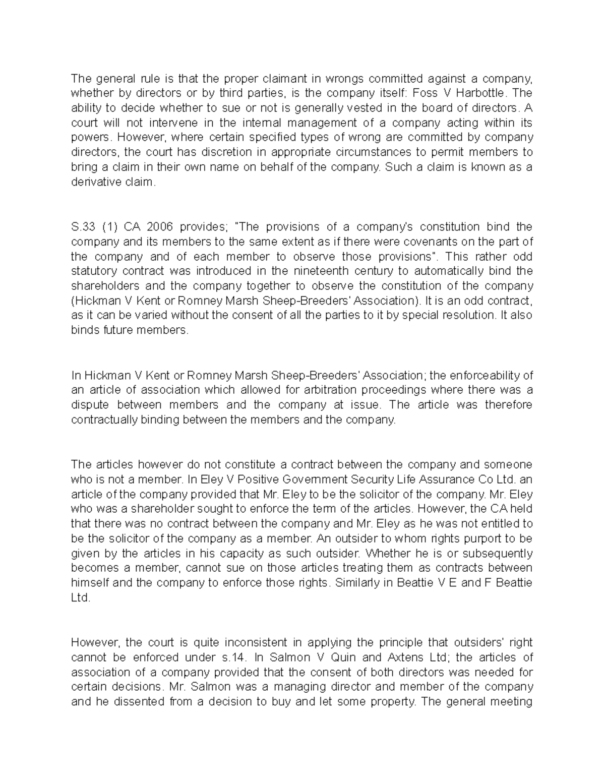 Difference between section 33 and section 994 - The general rule is ...