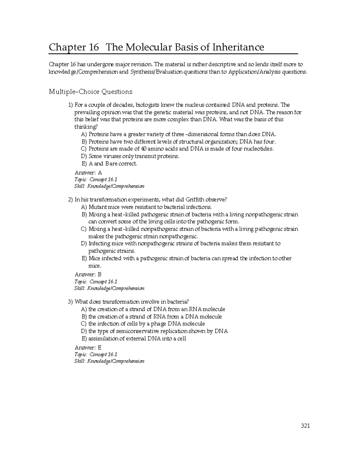 Chapter 16: The Molecular Basis of Inheritance - Study Notes - Studocu