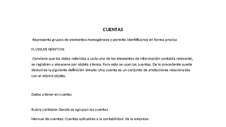 CUENTAS: Clasificación y Definición en Contabilidad - Studocu
