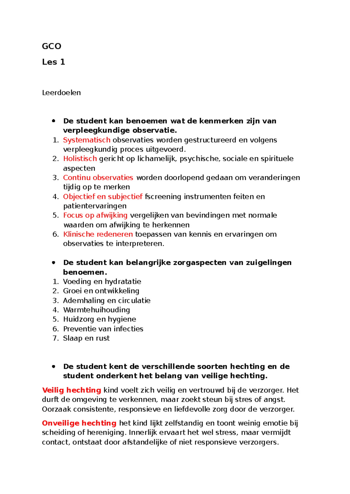 GCO Biologie Casus: Observatie & Hechting bij Zuigelingen - Studeersnel