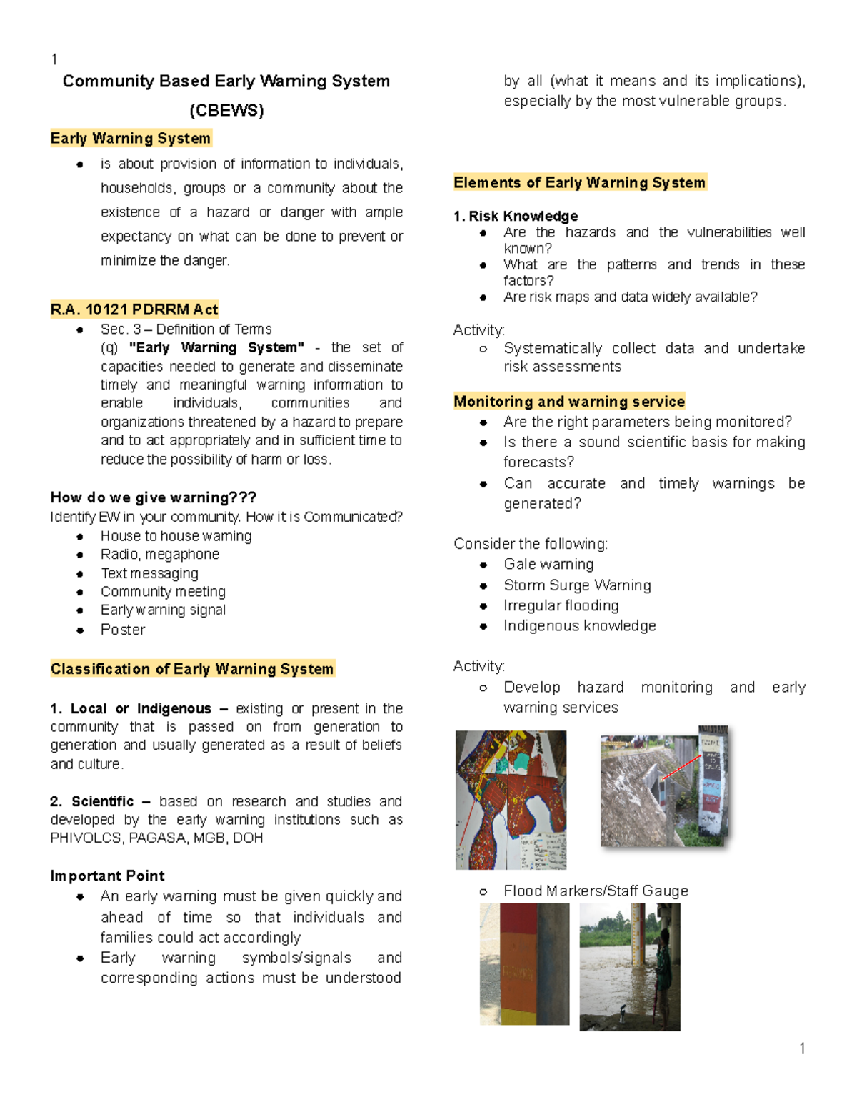 Early- Warning- System - Community Based Early Warning System (CBEWS ...