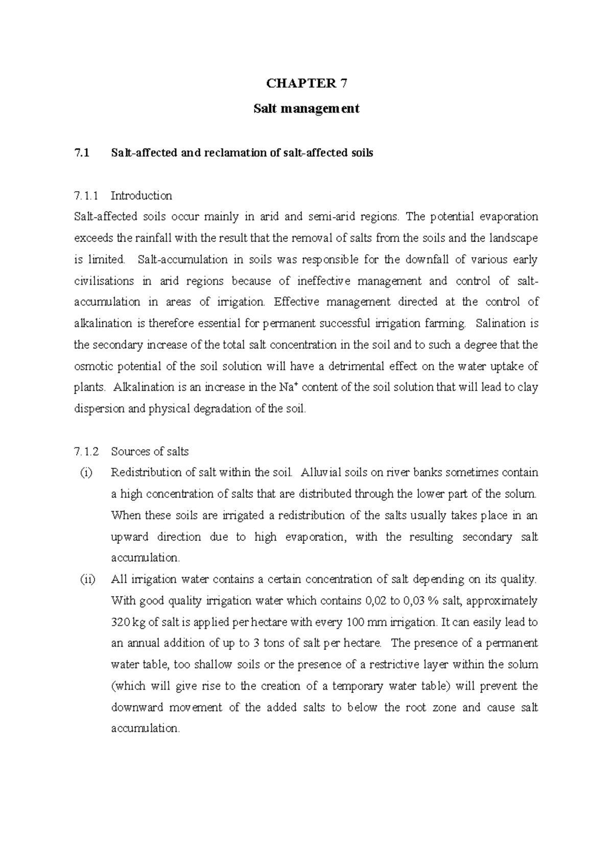 CHAPTER 7: Salt Management and Soil Reclamation Strategies - Studocu