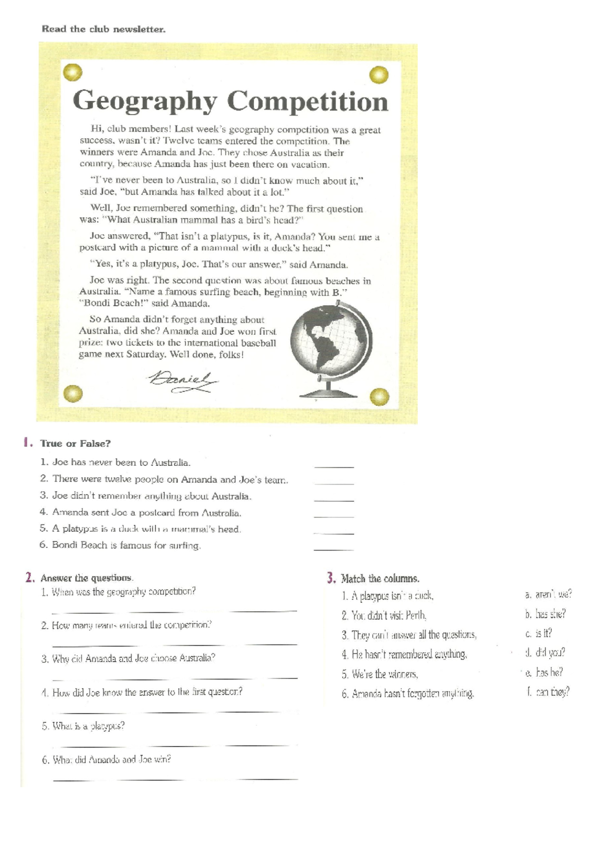 Geography Competition Recap & Quiz - Club Newsletter - Studocu