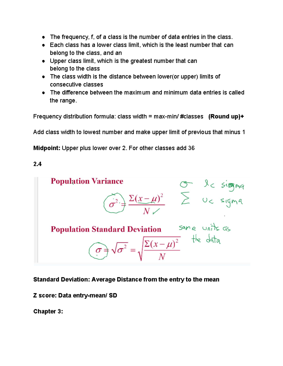 Stats Notes - Chapter 3: Frequency Distribution & Class Limits - Studocu