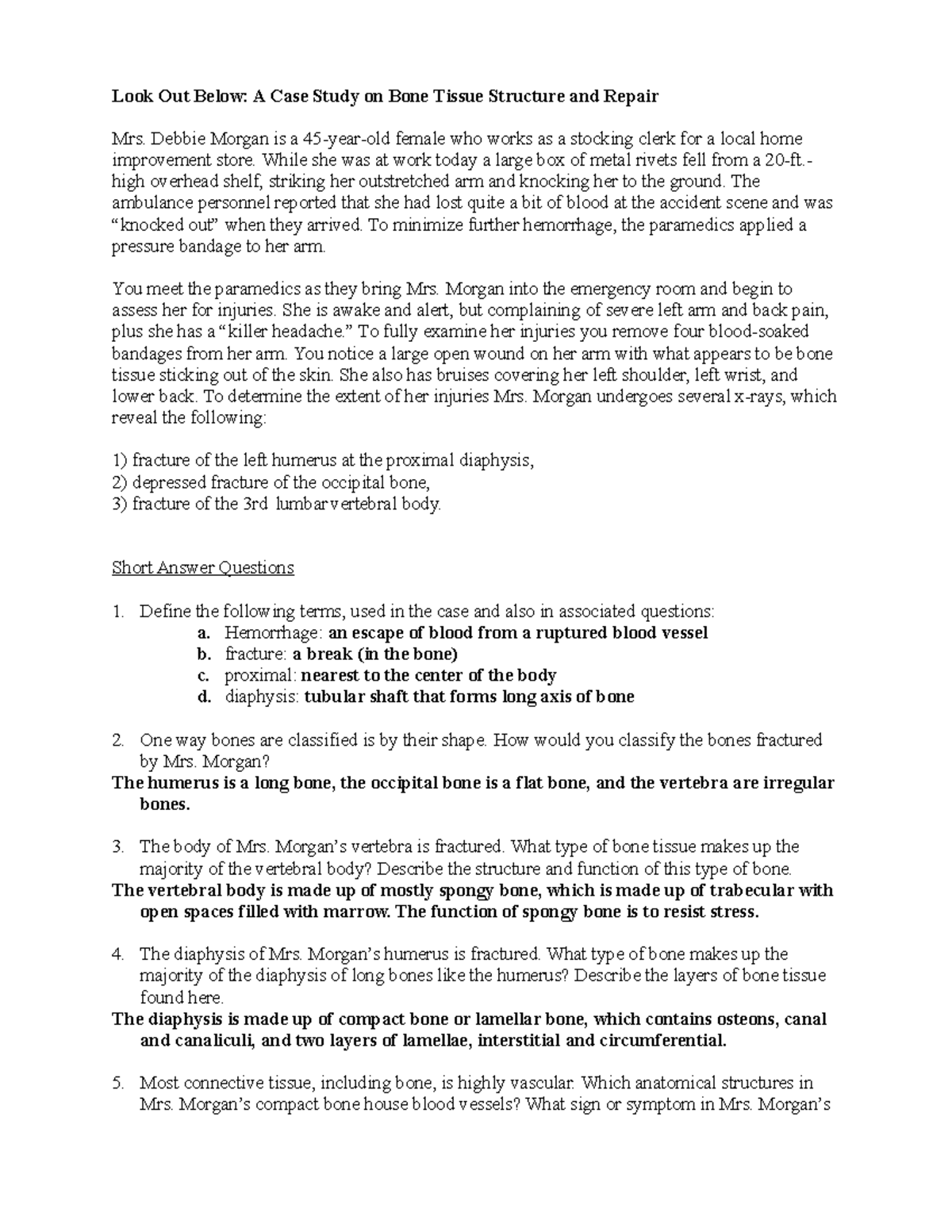 Bio105 Ch6 Case Study: Bone Tissue Structure & Healing in Injury - Studocu