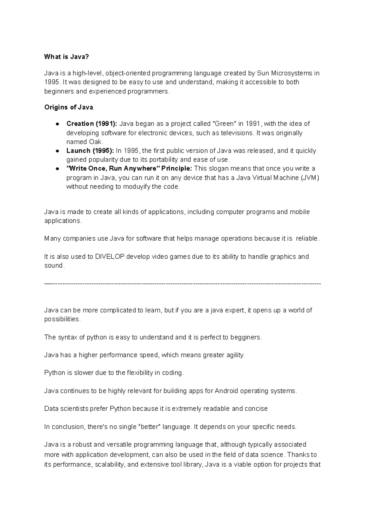 Java Cs101 Overview Of The Programming Language And Its Origins