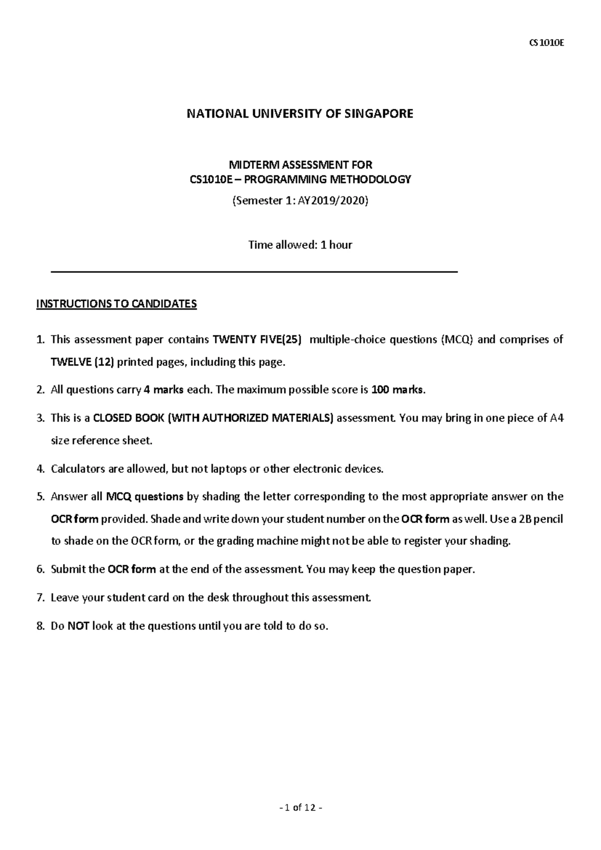 cs1010s cheat sheet for practical exam - CS1010S - NUS - Studocu