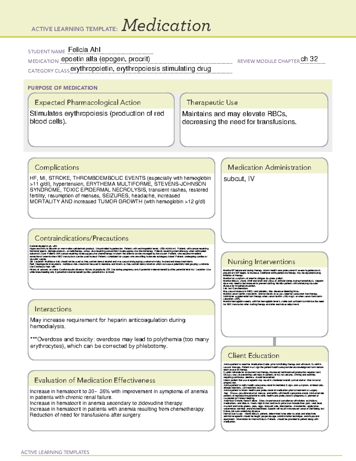 Epoetin alfa - drug cards - ACTIVE LEARNING TEMPLATES Medication ...