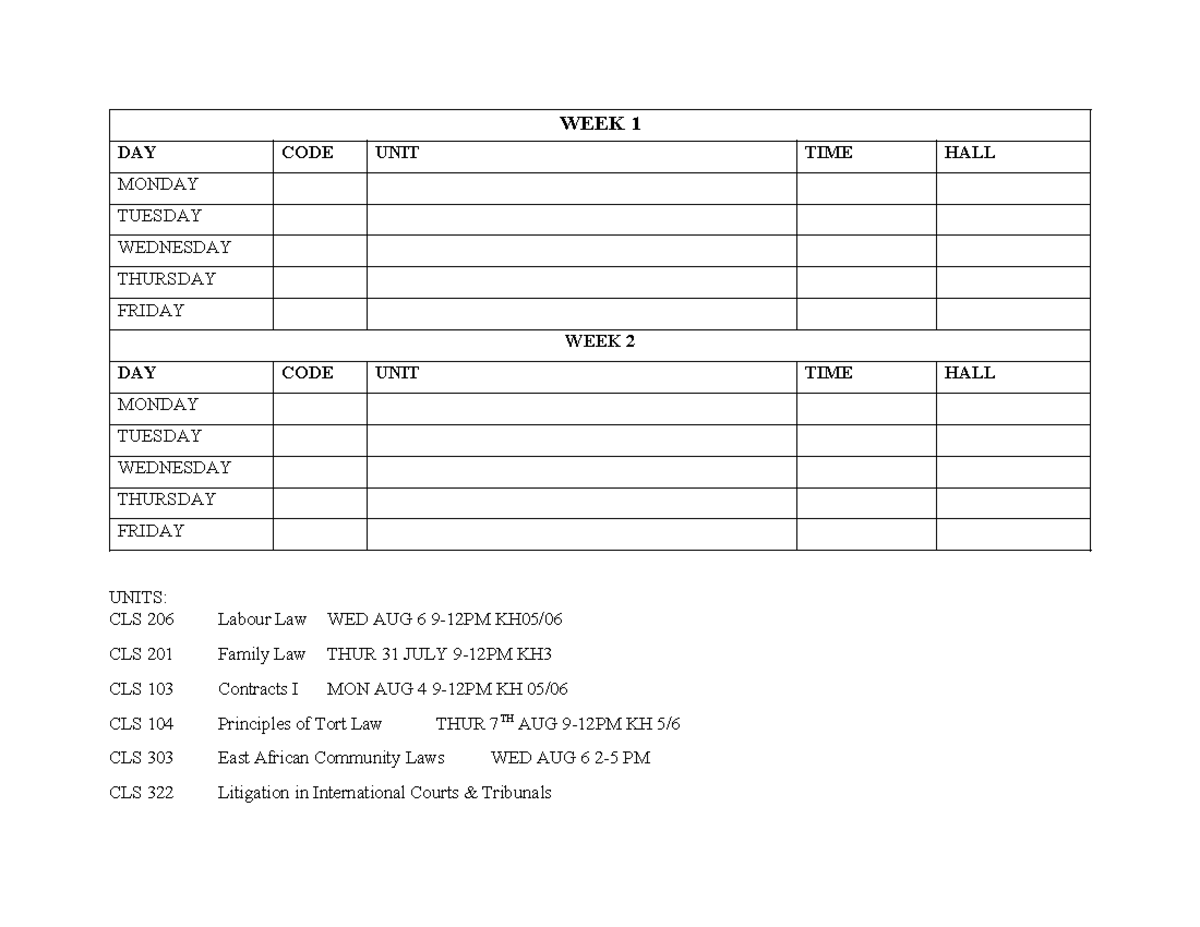 WEEK 1 - An example for preparation of final exams - WEEK 1 DAY CODE ...