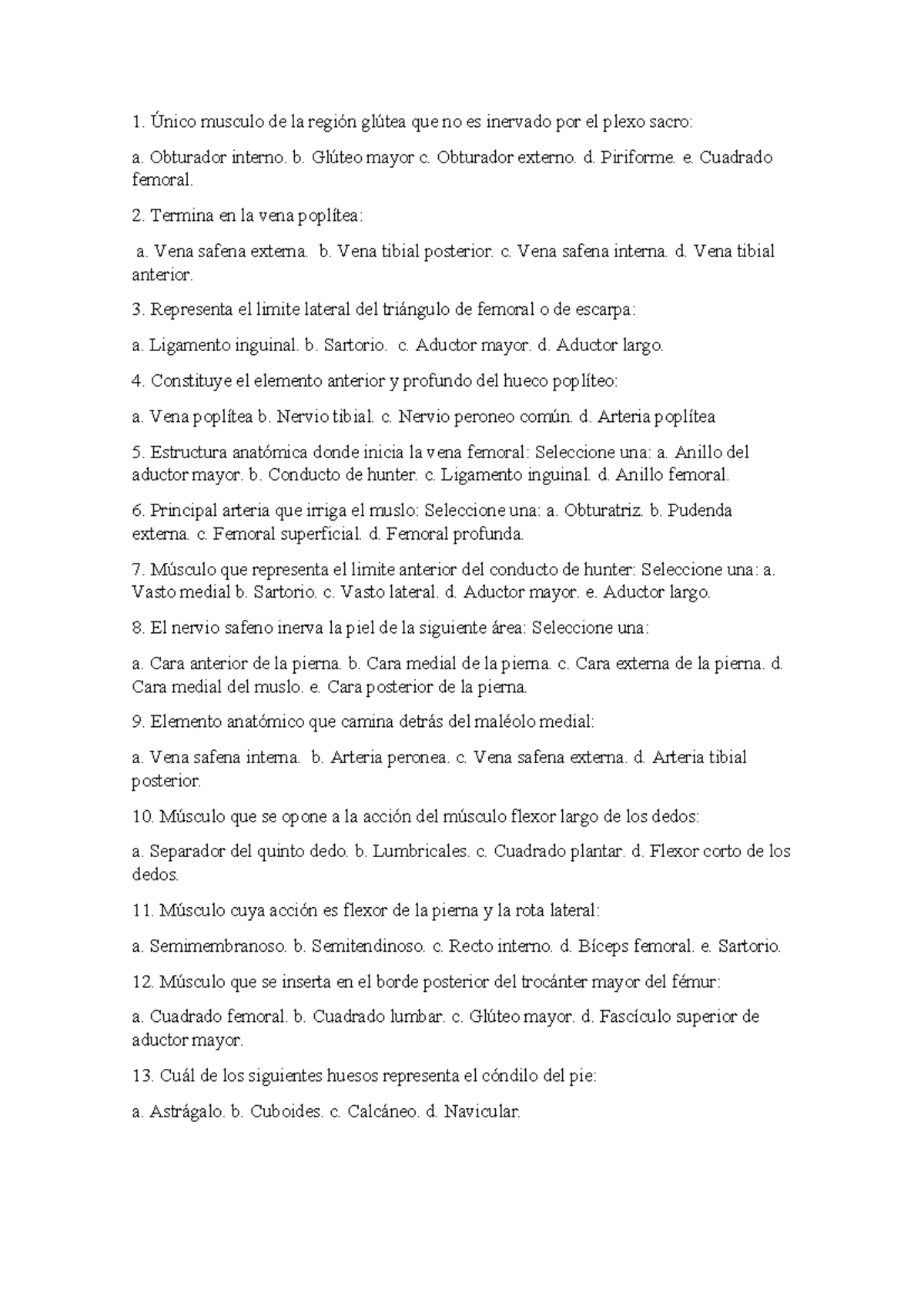 Examen Final Anatomía II - Preguntas y Respuestas Clave - Studocu