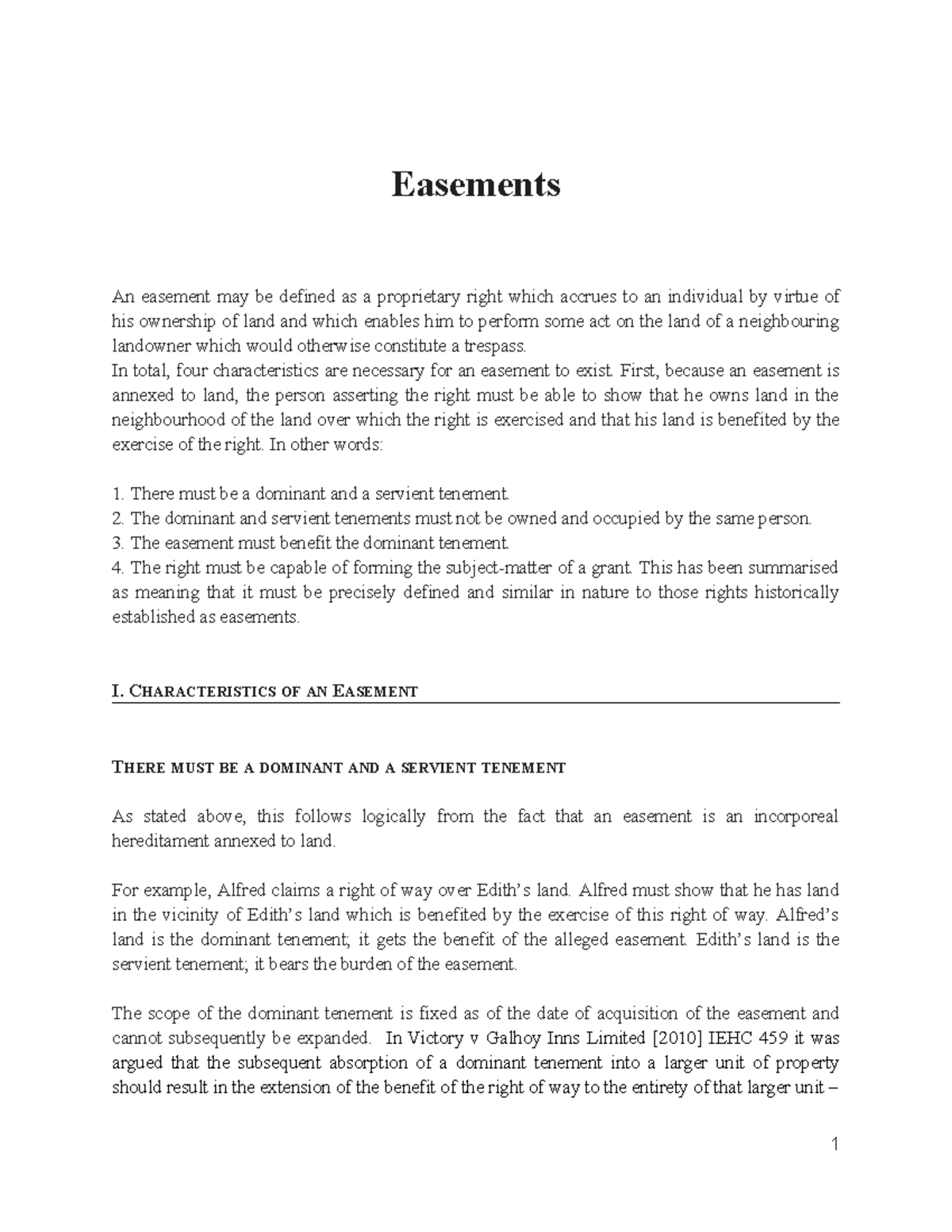 Easements - Key Characteristics and Acquisition Methods - Studocu
