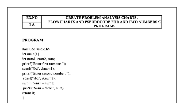 C Programming Exercises: Problem Analysis, Flowcharts & Functions - Studocu