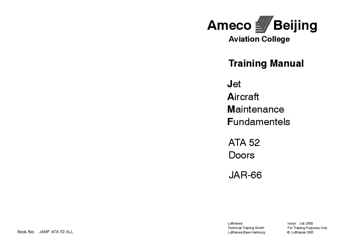 ATA 52 Door Systems - Aircraft Maintenance Training Manual - Studocu