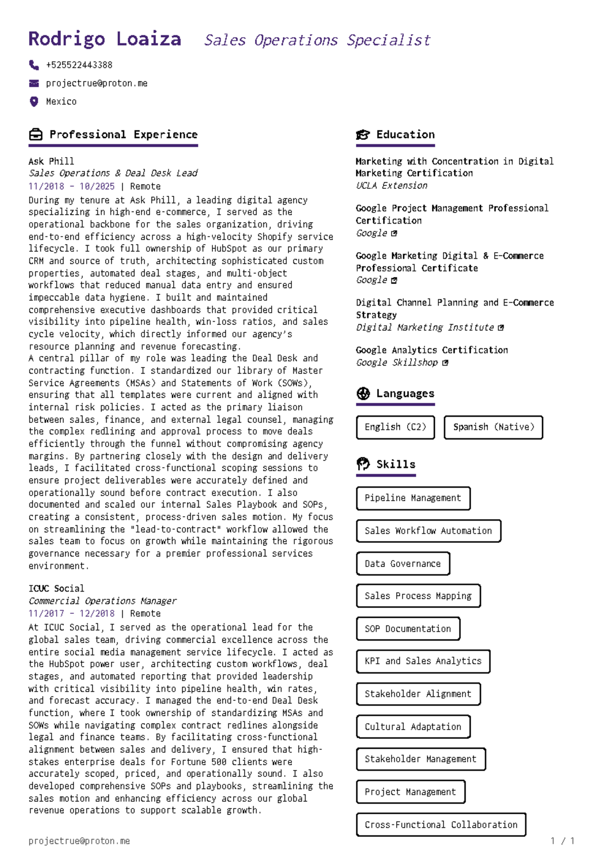 Sales Operations Specialist Experience - R0D 2026 - Studocu