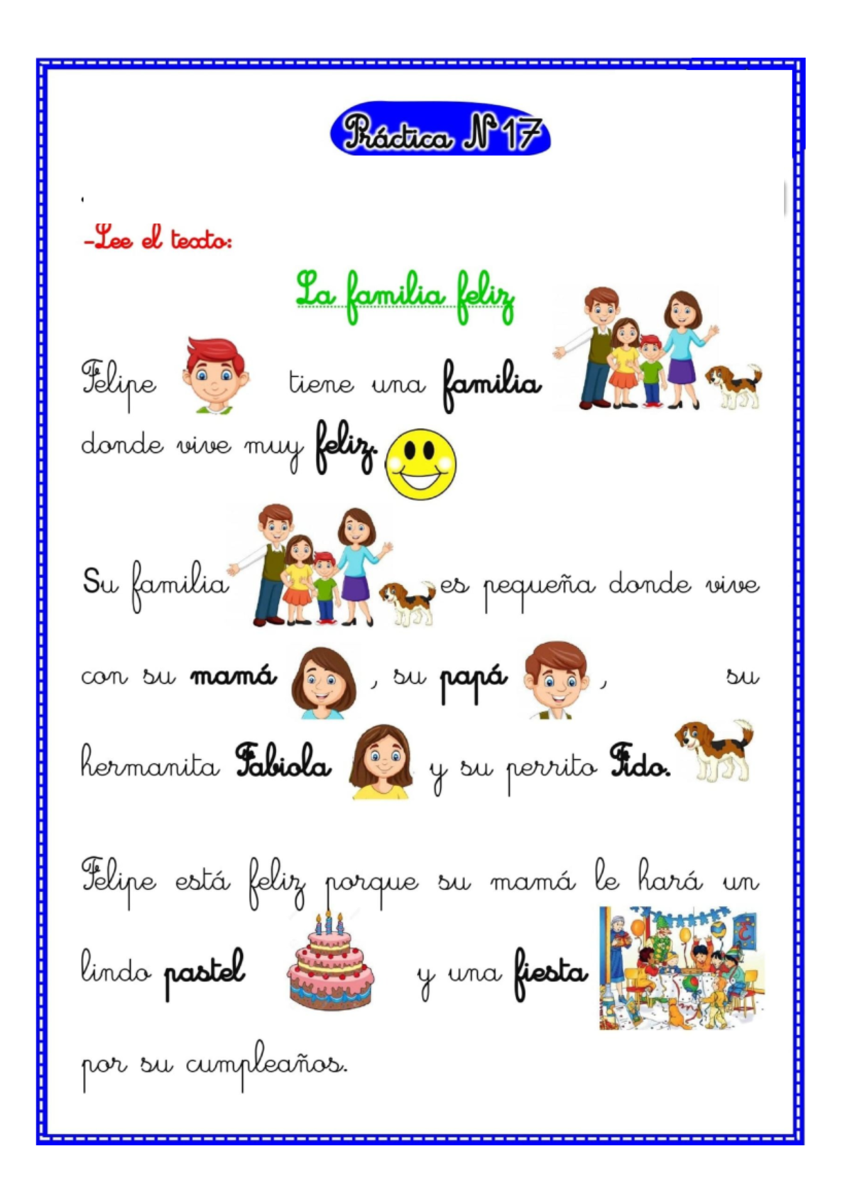 Lectura 26-09: Comprensión Lectora sobre la Familia Feliz - Studocu