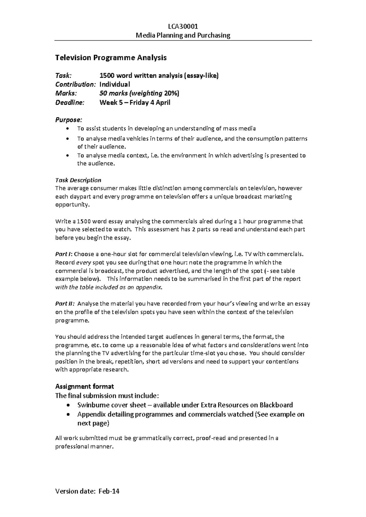 ADV30001 - Media Planning Essay: TV Commercial Analysis (1500 words ...