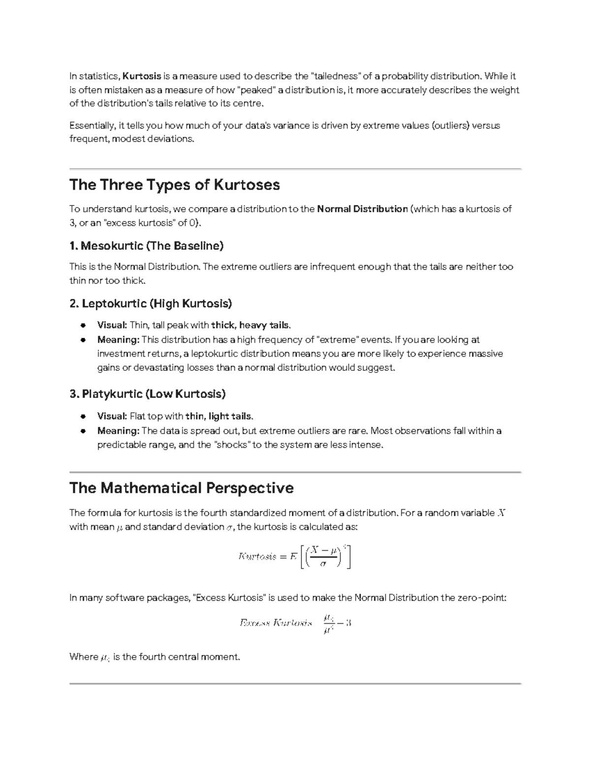 Understanding Kurtosis in Statistics (STAT 101) - Studocu