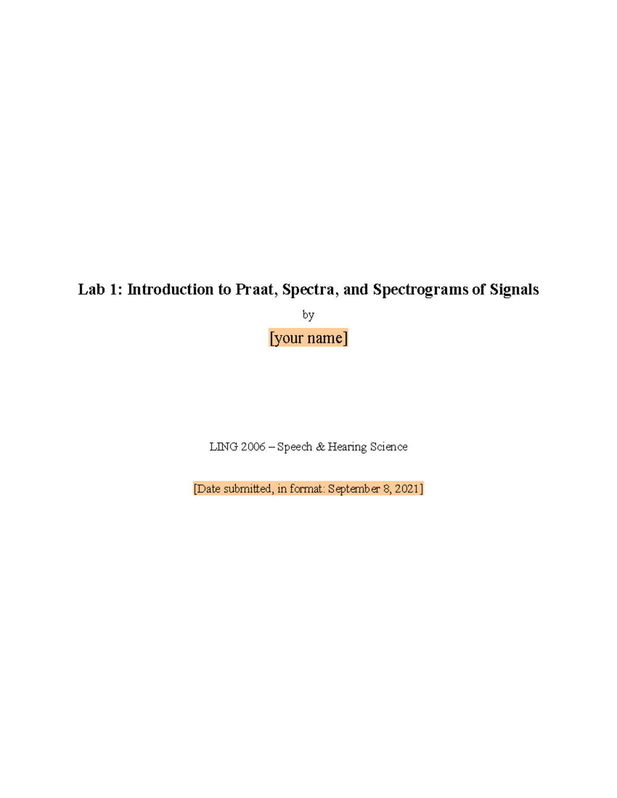 LING 2006 Lab 1: Intro to Praat, Spectra & Spectrogram Analysis - Studocu