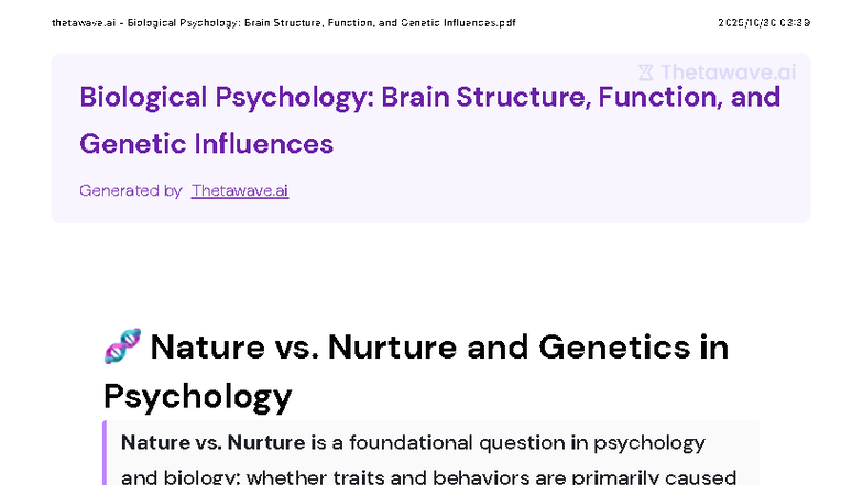 L2 - Biological Psychology: Brain Structure, Function & Genetics ...