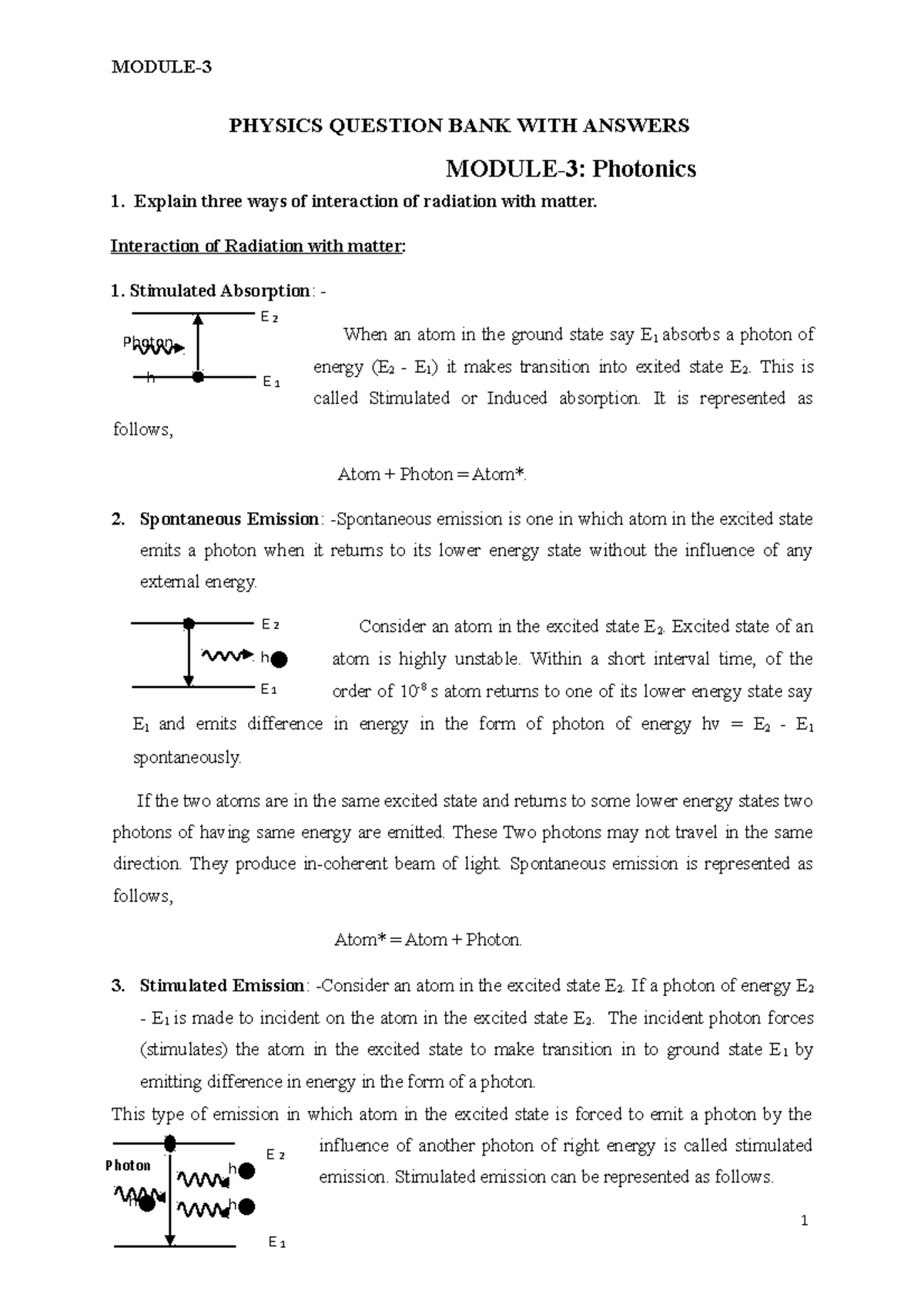 Unit 3 QA: Interactions of Radiation and Photonics Principles - Studocu