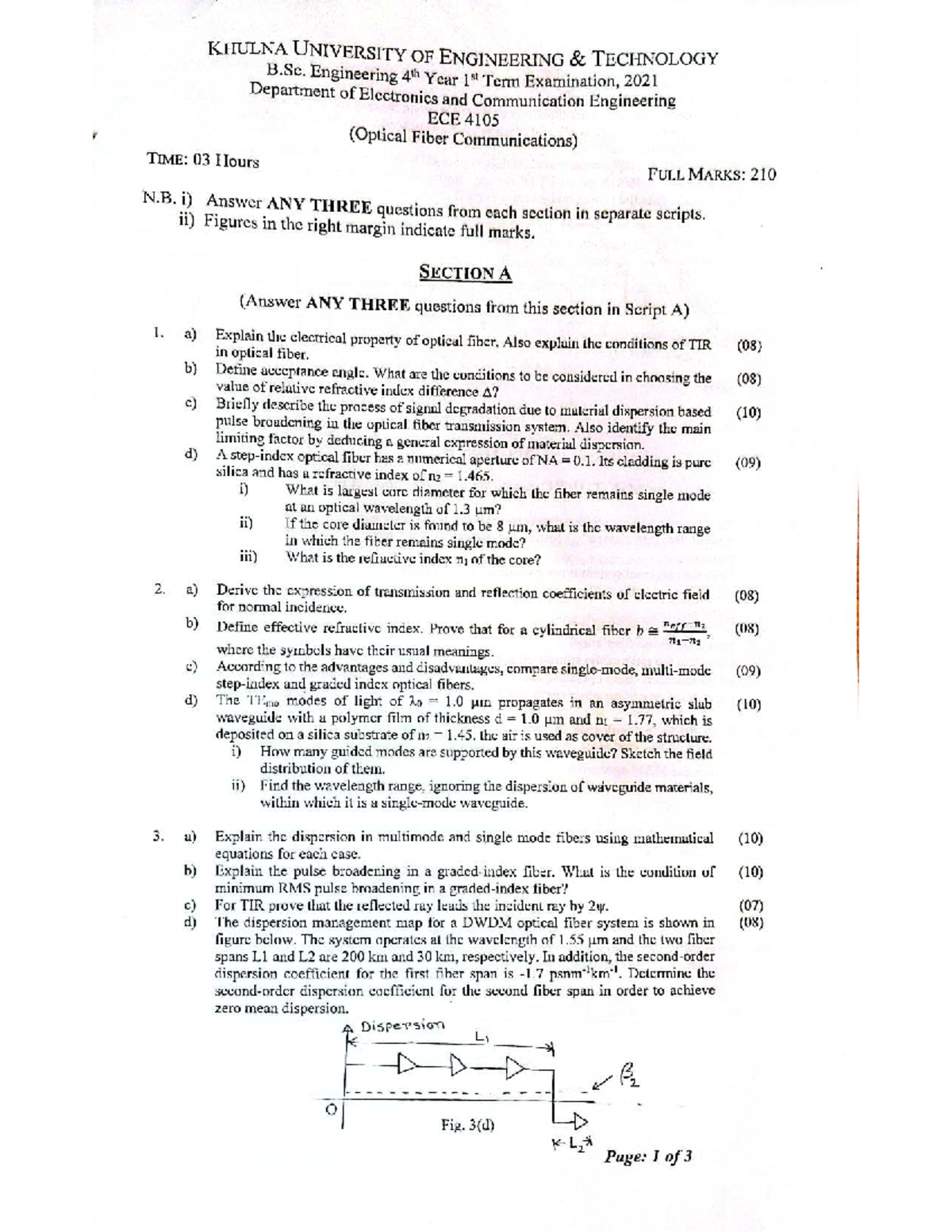 ECE 4105 Final Exam Notes: Optical Fiber Communications (2021-2022 ...