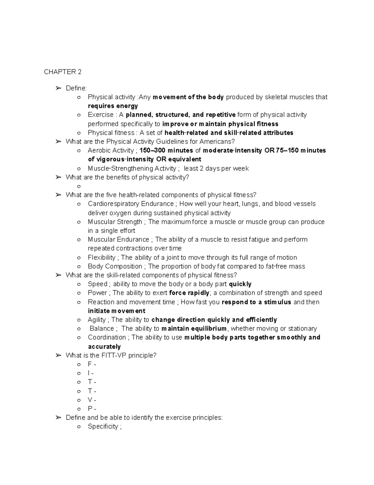 Chapter 2-4: Physical Activity and Fitness Concepts - Studocu