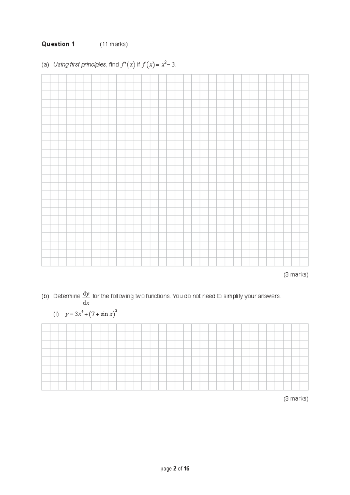 2022 Mathematical Methods Examination Paper Q1 - SACE - Math Methods ...